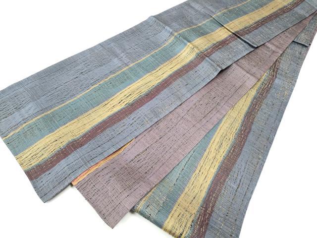 平和屋着物●本場筑前博多織　草木染　手織工房　染匠：小森久　両面　全通柄袋帯　霞文　正絹　逸品　CABA4946hy