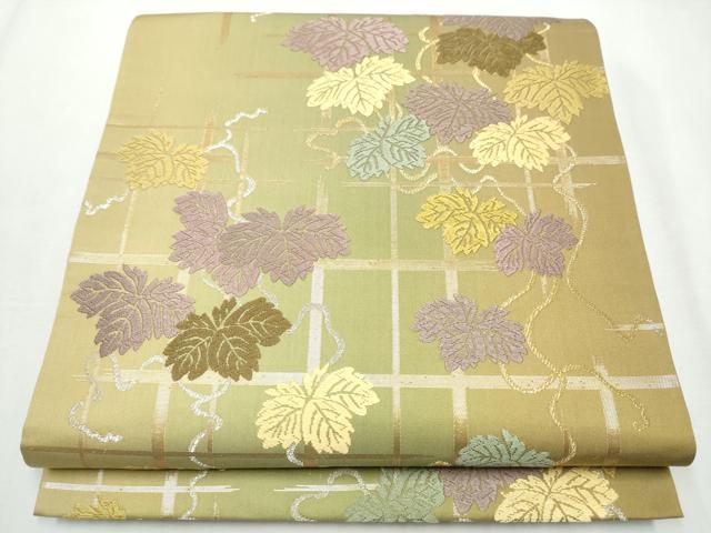 平和屋着物●六通柄袋帯　唐織　蔦の葉文　金銀糸　正絹　逸品　CABA4947hy