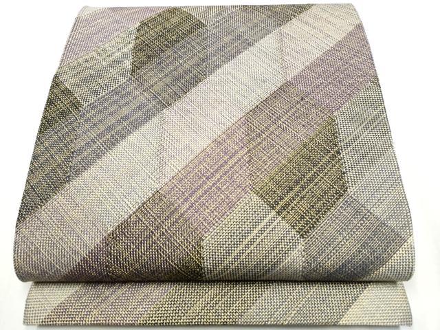 平和屋着物●全通柄袋帯　組織　亀甲繋ぎ　金糸　正絹　逸品　CABA4952hy