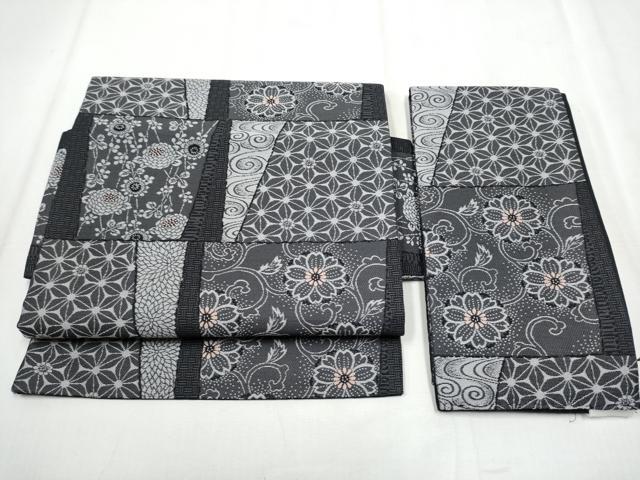 平和屋着物●つけ帯　色紙花文　正絹　逸品　CABA4976hy