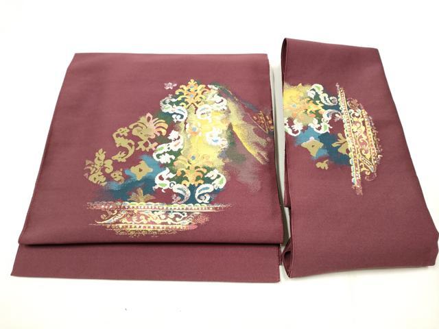 平和屋着物●銀座きしや　爪掻き本綴れ　つけ帯　花唐草文　金銀糸　正絹　逸品　CABA4988hy