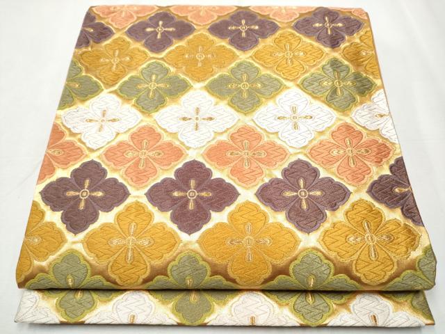 平和屋着物●西陣　河合美術織物謹製　六通柄袋帯　唐織　豊明錦　金糸　正絹　逸品　CABA5029hy