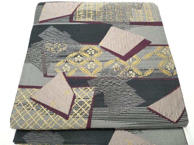 平和屋着物●両面　六通柄袋帯　萬次郎　切嵌吉祥文　正絹　逸品　CABA5036hy