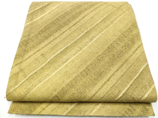 平和屋着物●ひなや工房　くむ・あむ・おる　伊豆蔵明彦　両面　全通柄袋帯　斜線文　金糸　正絹　逸品　CABA5054hy