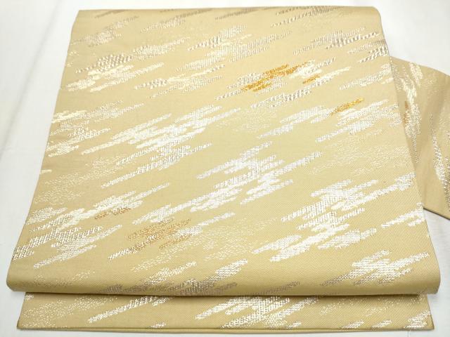 平和屋着物●九寸名古屋帯　エ霞文　金銀糸　正絹　逸品　CABA5067hy