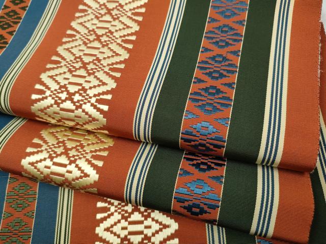 平和屋着物●本場筑前博多織　八寸名古屋帯　伝統工芸士斉藤二一郎　献上　正絹　逸品　CABA5091hy