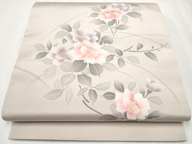 平和屋着物●塩瀬　太鼓柄　京袋帯　枝花文　金彩　正絹　逸品　CABA5105hy