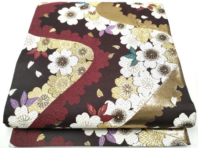 平和屋着物●六通柄袋帯　舞桜文　金糸　正絹　逸品　CABA5120hy