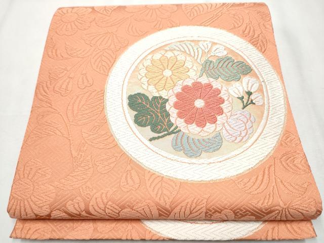 平和屋着物●六通柄袋帯　唐錦　歌桜花丸文　正絹　逸品　CABA5136hy