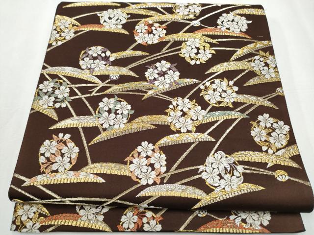 平和屋着物●六通柄袋帯　花丸文　金色繭　正絹　逸品　CABA5171hy