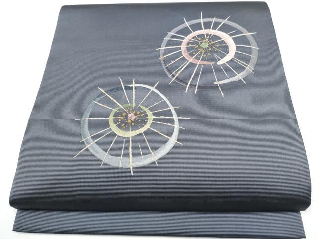 平和屋着物●太鼓柄袋帯　舞花文　正絹　逸品　CABA5174hy