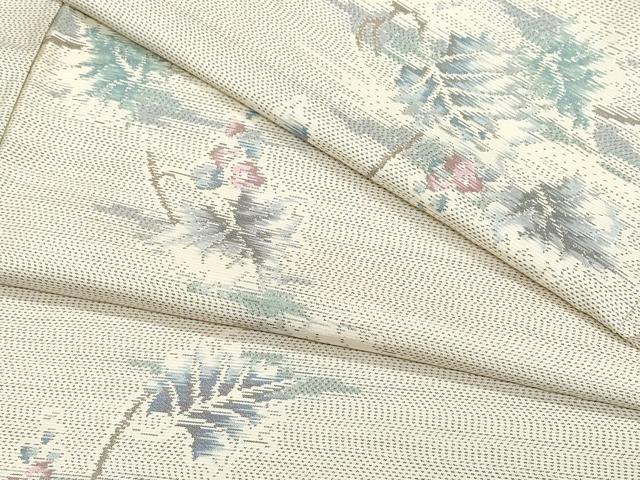 平和屋着物●本場大島紬　白大島　草花文　総絣　正絹　逸品　CABA6006vf