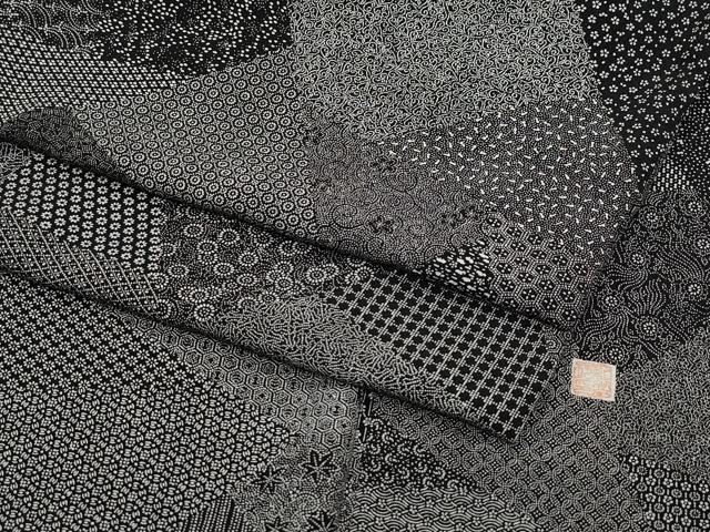 平和屋着物●江戸小紋　作家物　切嵌寄せ小紋柄　黒地　正絹　逸品　CABA6048vf