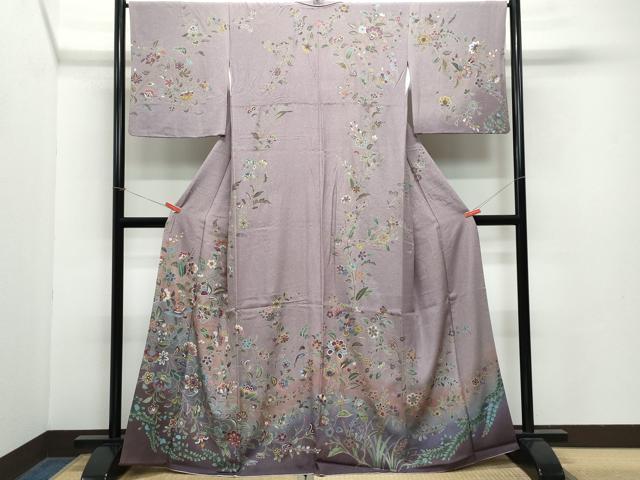 平和屋着物●訪問着　鳳凰更紗花唐草文　暈し染め　金彩　正絹　逸品　CABA6053vf