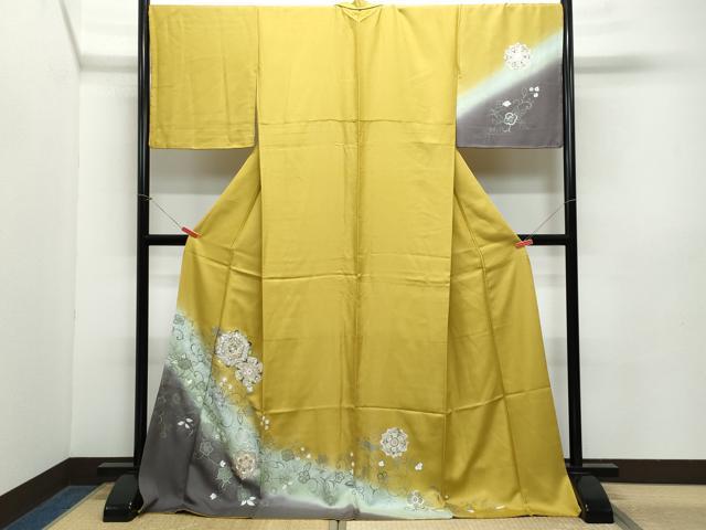 平和屋着物●訪問着　正倉院花唐草文　金銀彩　ロング丈　正絹　逸品　CABA6064vf