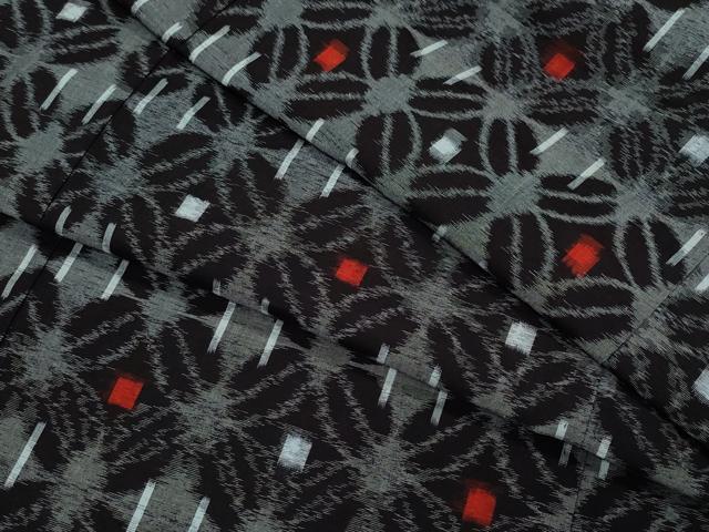 平和屋着物●久留米絣　単衣　七宝文　綿　逸品　CABA6065vf