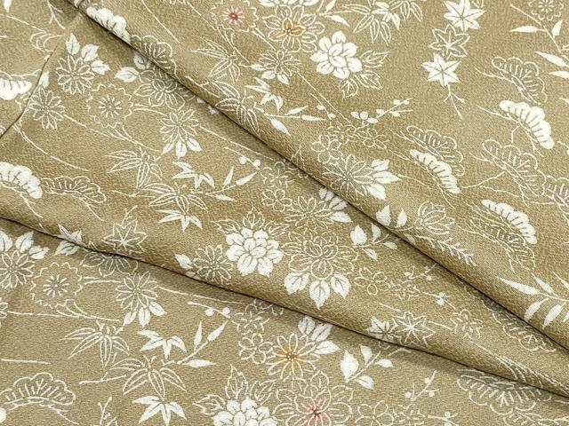 平和屋着物●上質な小紋　型染め　松花文　正絹　逸品　CABA6074vf