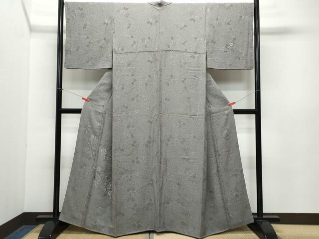 平和屋着物●無地絵羽訪問着　刺繍　辻が花地紋　江戸鼠色　正絹　逸品　CABA6078vf