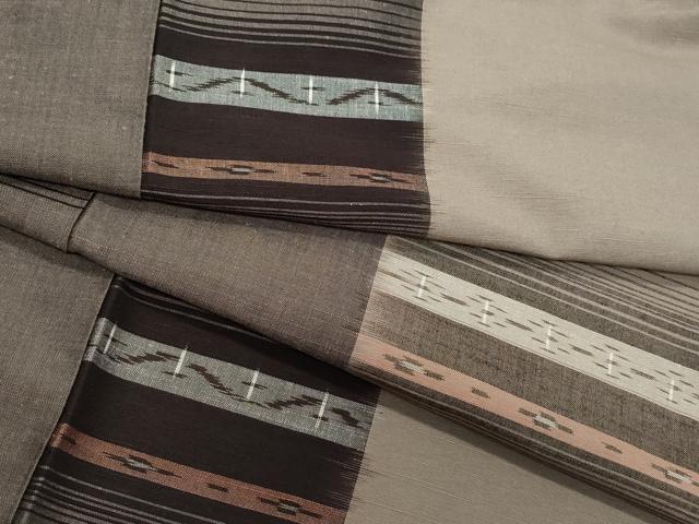 平和屋着物●上質な紬　横段吉祥文　正絹　逸品　未使用　CABA6104vf