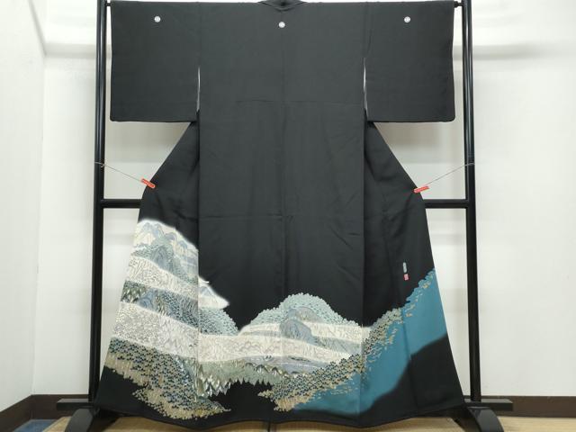 平和屋着物●本加賀友禅作家　村田幸司　黒留袖　耶馬渓　正絹　逸品　CABA6108vf