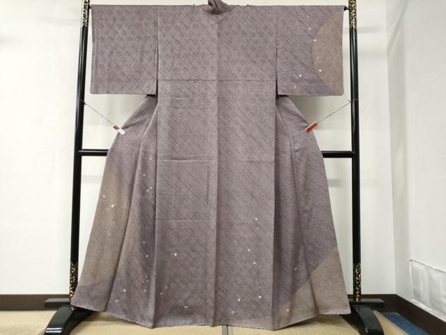 平和屋着物●訪問着　総絞り　刺繍　成り物　茄子　金彩　正絹　逸品　CABA6189yc