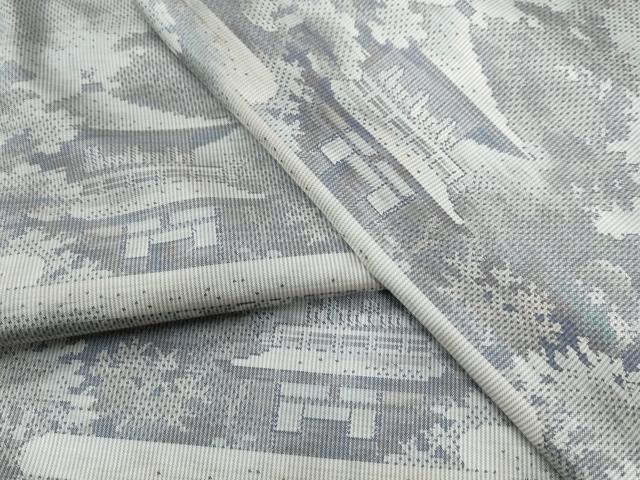 平和屋着物●都喜ヱ門　本場大島紬　白大島　7マルキ　総絣　霞樹林京風景文　藤絹織物謹製　正絹　逸品　CABA6197yc