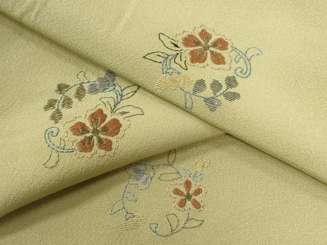 平和屋着物●上質な小紋　総刺繍　花唐草丸文　金糸　正絹　逸品　CABA6208yc