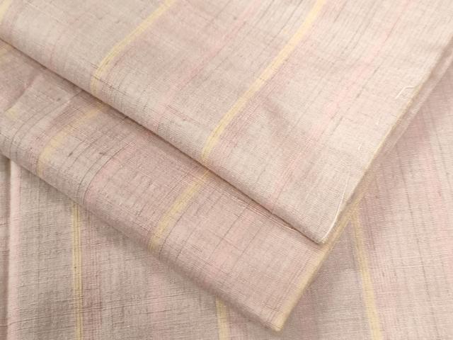 平和屋着物●紅花紬　米沢　縞　正絹　逸品　CABA6227yc