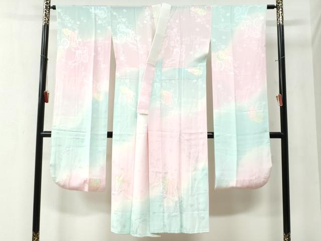 平和屋着物●振袖用長襦袢　無双仕立て　御所車枝花地紋　暈し染め　正絹　逸品　CABA6250yc