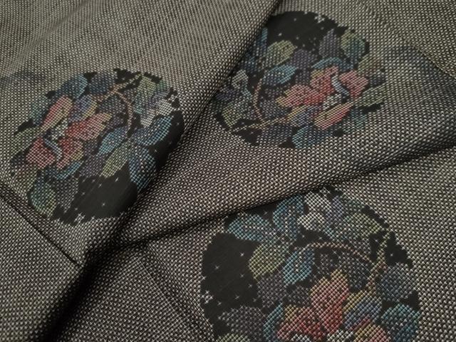 平和屋着物●本場大島紬　9マルキ　雪輪草花文　ますいわ屋扱い　正絹　逸品　CABA6259yc