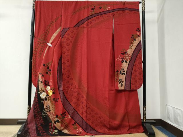 平和屋着物●豪華振袖　駒刺繍　絞り　花唐草文　金彩　正絹　逸品　CABA6260yc