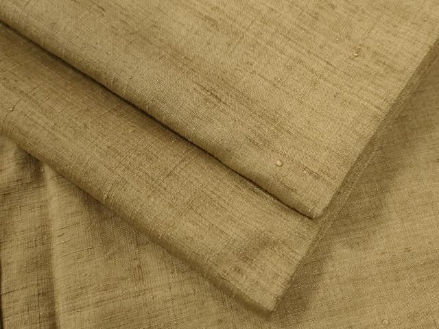 平和屋着物●本場結城紬　重要無形文化財　色無地　路考茶色　正絹　逸品　CABA6269yc