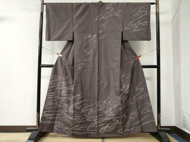 平和屋着物●訪問着　紬地　総刺繍　刺し子　流水文　ますいわ屋扱い　正絹　逸品　CABA6274yc