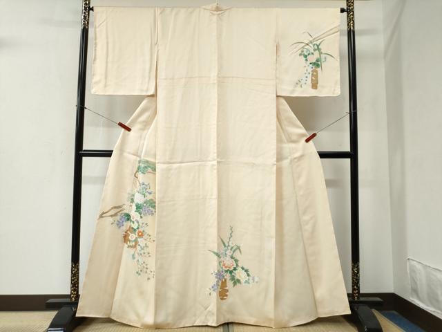 平和屋着物●訪問着　枝松花文　正絹　逸品　CABA6279yc