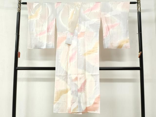 平和屋着物●長襦袢　袷　飛鶴地紋　暈し染め　半衿刺繍　正絹　逸品　CABA6288yc