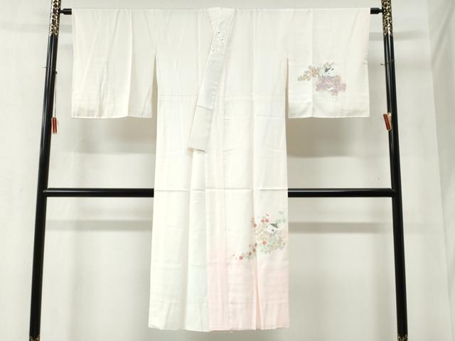 平和屋着物●長襦袢　童子花文　暈し染め　金彩　半衿刺繍　正絹　逸品　未使用　CABA6289yc