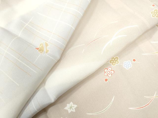 平和屋着物●長襦袢　無双仕立て　鈴檜扇芝草花文　暈し染め　正絹　逸品　CABA6307yc