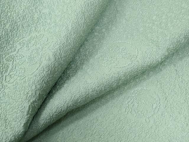 平和屋着物●上質な色無地　草花丸地紋　薄萌葱色　ロング丈　正絹　逸品　CABA6332yc