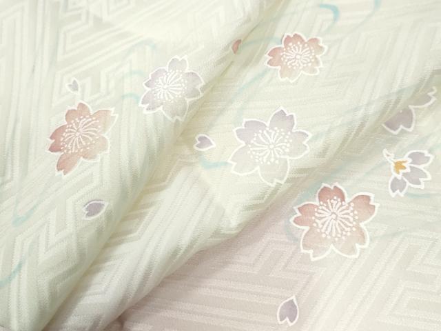 平和屋着物●長襦袢　無双仕立て　紗綾形舞桜文　暈し染め　正絹　逸品　CABA6349yc