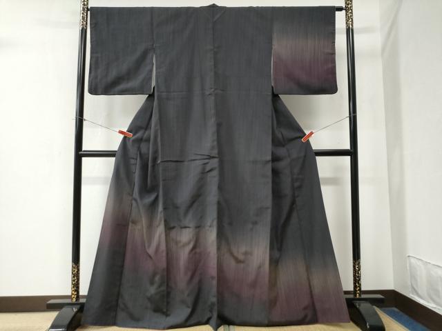 平和屋着物●本塩沢　やまだ織　訪問着　霞文　暈し染め　正絹　逸品　CABA6355yc