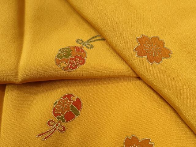 平和屋着物●長襦袢　無双仕立て　鈴舞桜地文　金彩　正絹　逸品　CABA6356yc