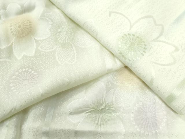 平和屋着物●長襦袢　無双仕立て　絞り　縞　舞桜地紋　暈し染め　正絹　逸品　未使用　CABA6376yc