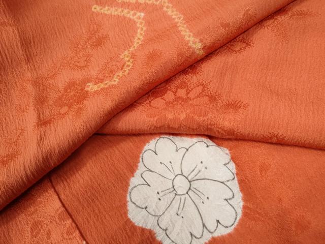 平和屋着物●長襦袢　無双仕立て　手描き　絞り　舞花文　半衿刺繍　正絹　逸品　CABA6378yc