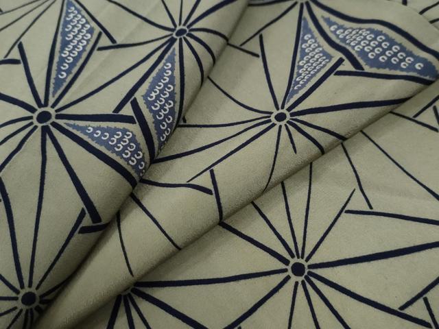 平和屋着物●男性　長襦袢　袷　変わり麻の葉文様　正絹　逸品　CABA6380yc