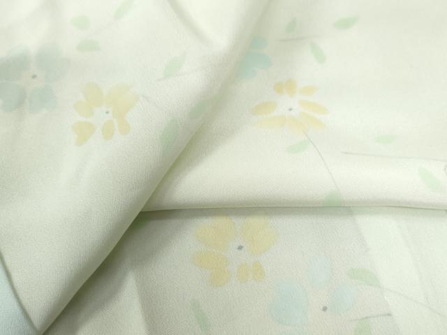 平和屋着物●長襦袢　無双仕立て　霞草花文　暈し染め　半衿刺繍　正絹　逸品　未使用　CABA6381yc