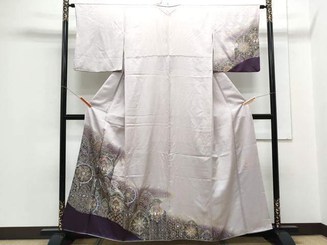 平和屋着物●玉虫金彩　加藤信和　訪問着　正倉院向かい鳥花文　暈し染め　金銀彩　正絹　逸品　CABA6481th