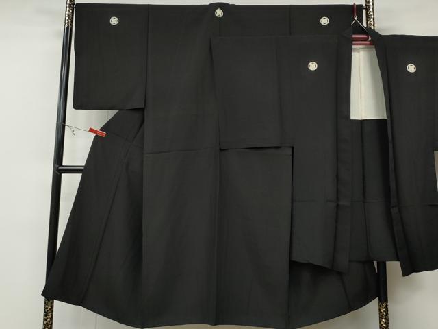 平和屋着物●男性　黒紋付・羽織セット　正絹　逸品　CABA8070ut