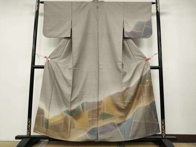 平和屋着物●石川県指定無形文化財　牛首紬　白山工房　手織り　訪問着　切嵌文　ますいわ屋扱い　正絹　逸品　CABA8132ut