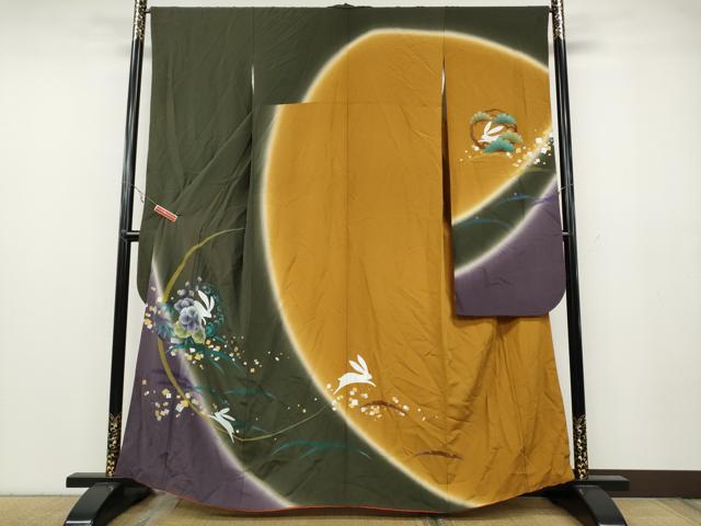 平和屋着物●豪華振袖　跳兎雪芝花文　暈し染め　金銀彩　正絹　逸品　CABA8149ut