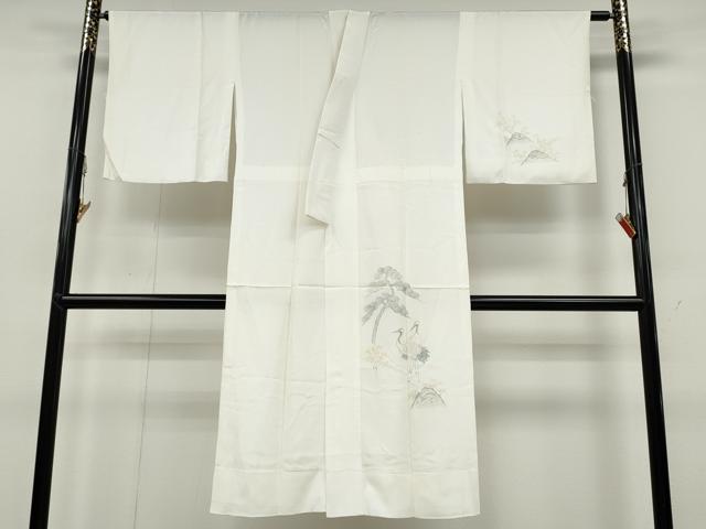 平和屋着物●長襦袢　無双仕立て　手描き　松鶴文　正絹　逸品　CABA8156ut